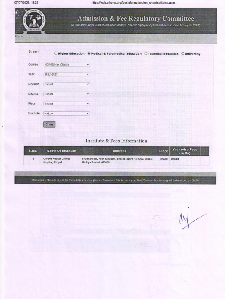 PG Non Clinicle FEE 2022 23 | PDF