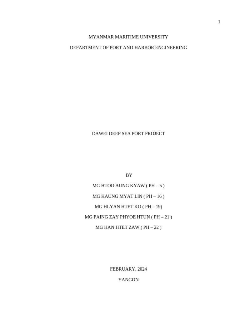 Dawei Deep Sea Port Assignment | PDF