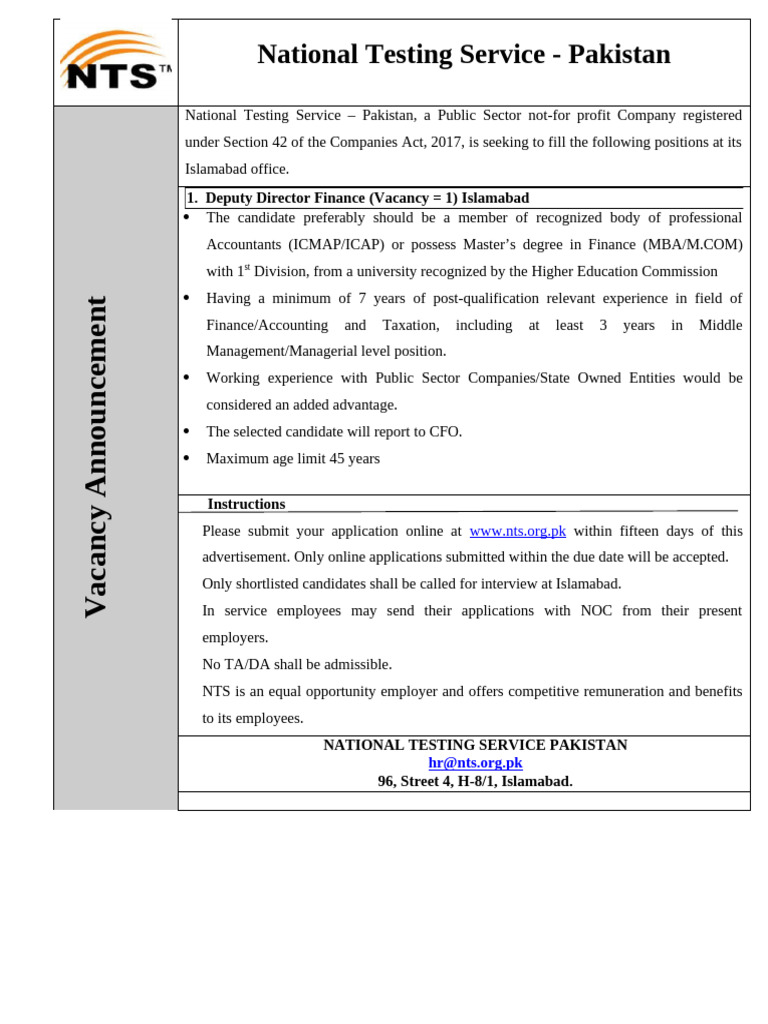 VACANCY ANNOUNCEMENT DD Finance | PDF