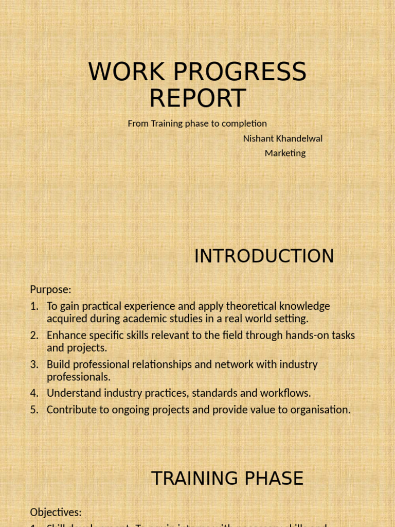 WORK PROGRESS REPORT ACS | PDF