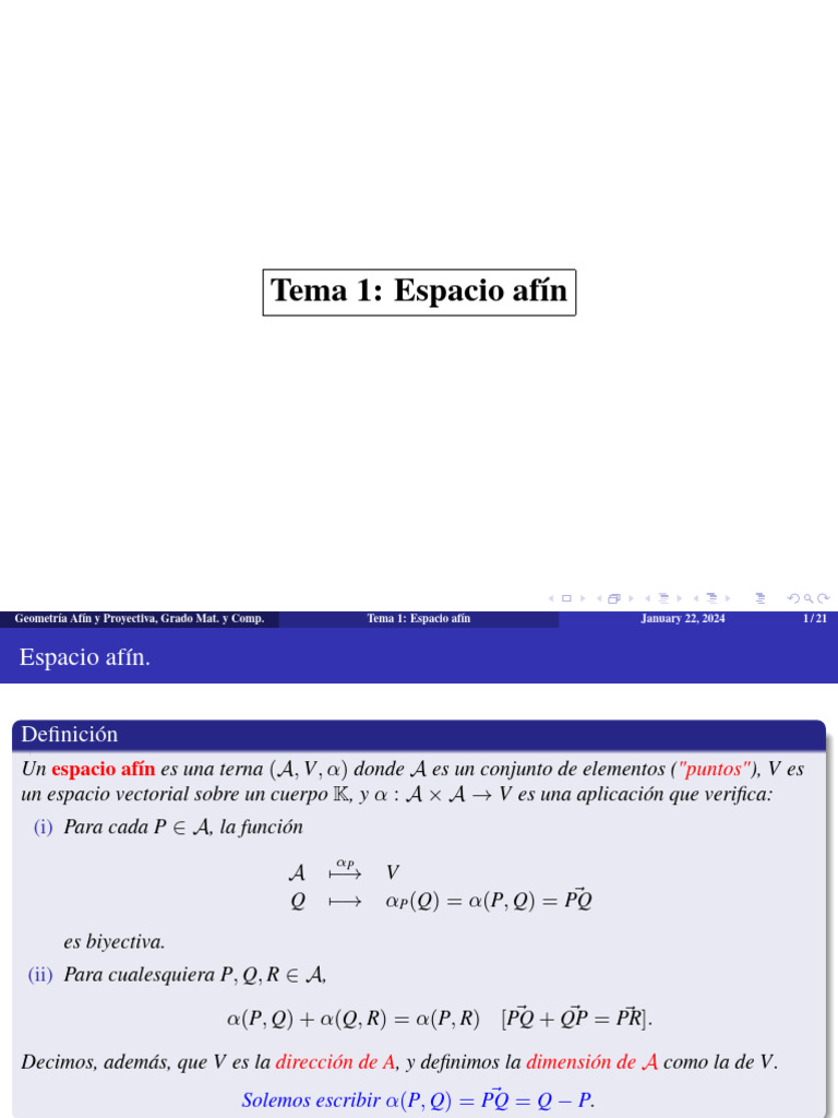 Tema 1 Espacio Afín Pdf