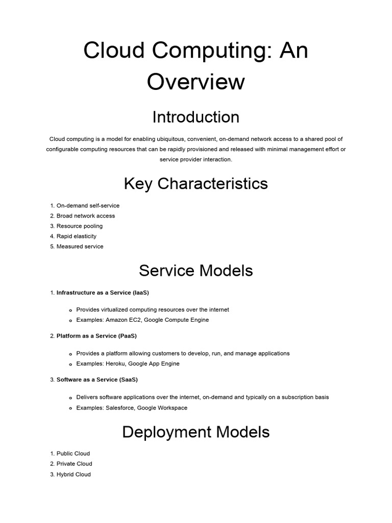 Cloud Computing Overview Pdf
