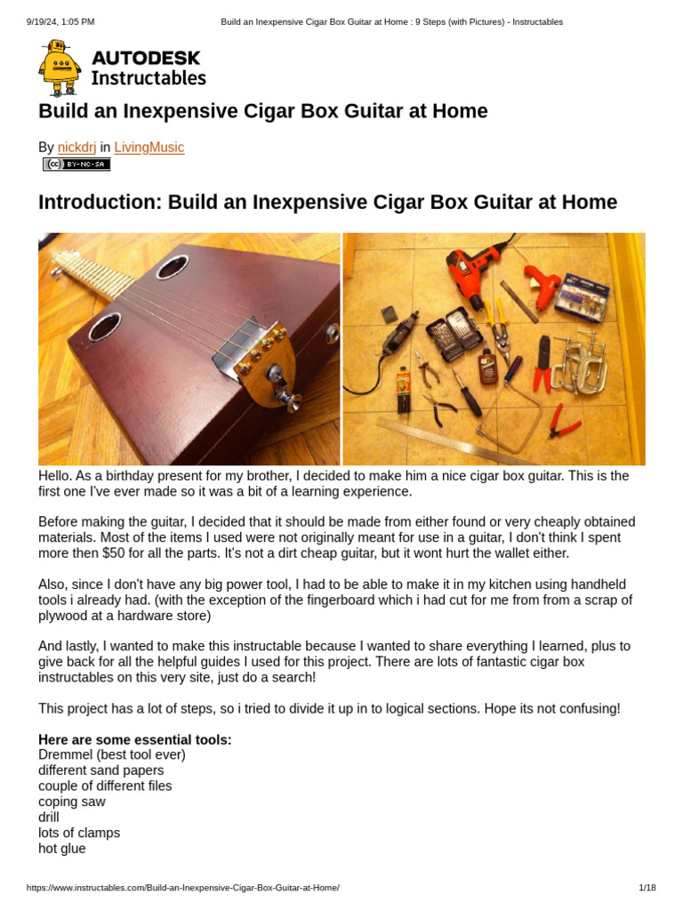 Cigar Box Guitar Plans | PDF