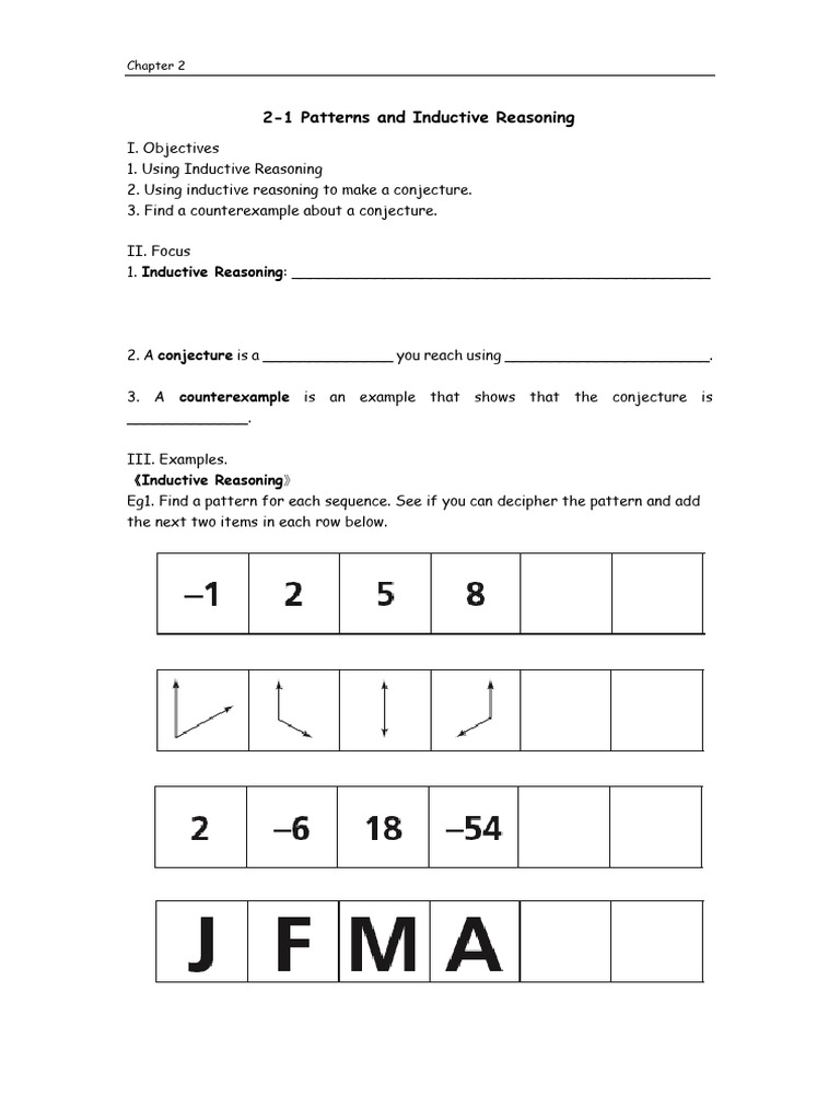 2-1 Patterns and Inductive Reasoning | PDF