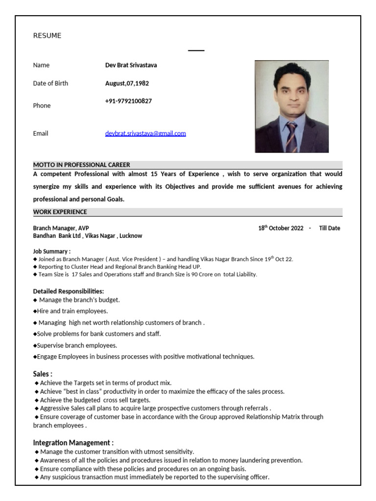 Dev Brat Srivastava Resume | PDF