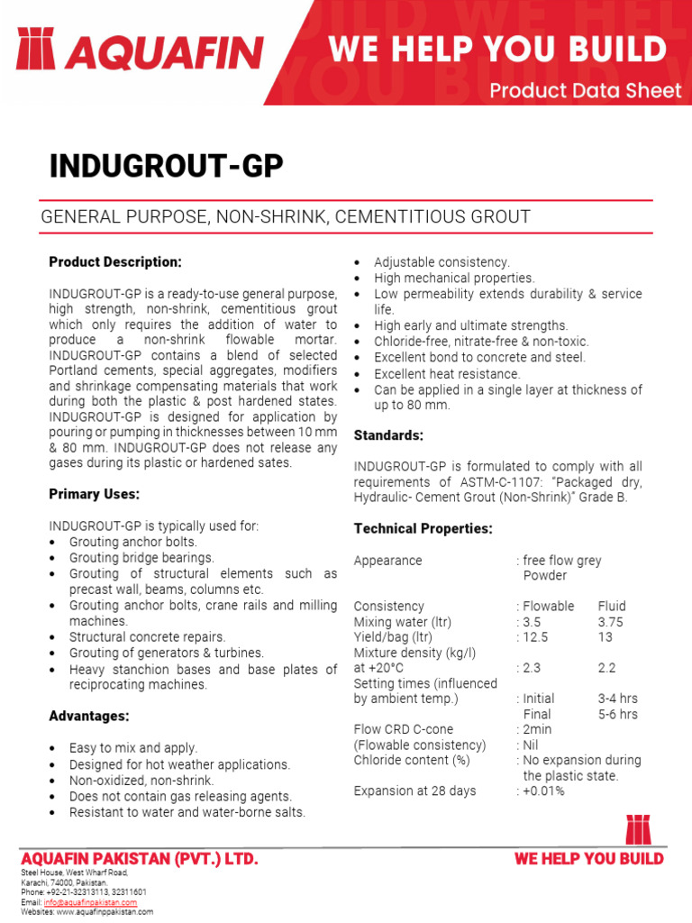 TDS INDUGROUT-GP | PDF