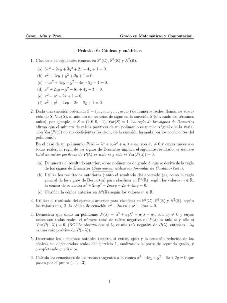 Práctica 6 Conicas | PDF