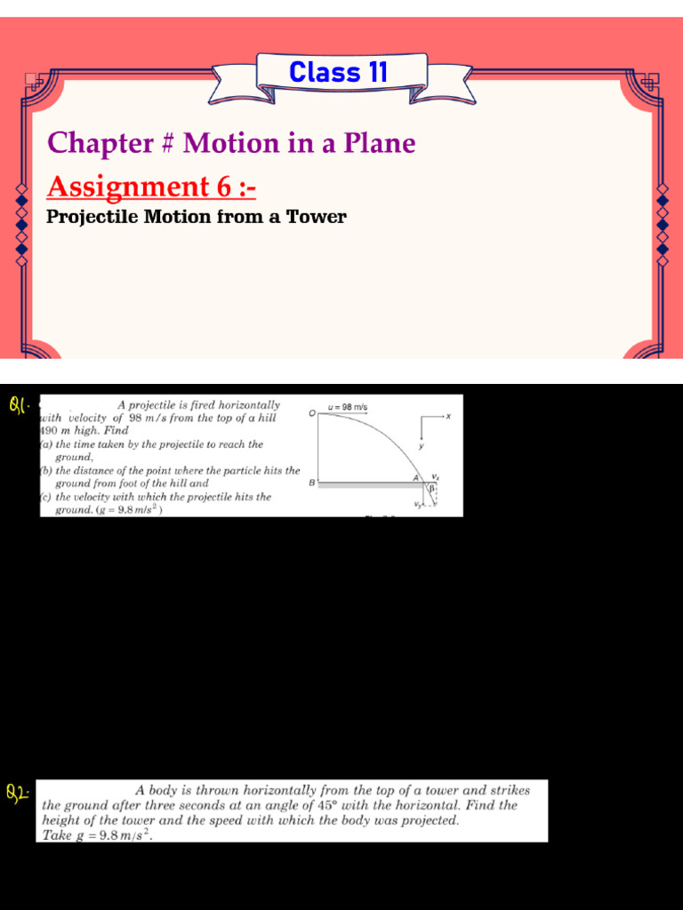 Assignment 6 - Projectile Motion From A Tower | PDF