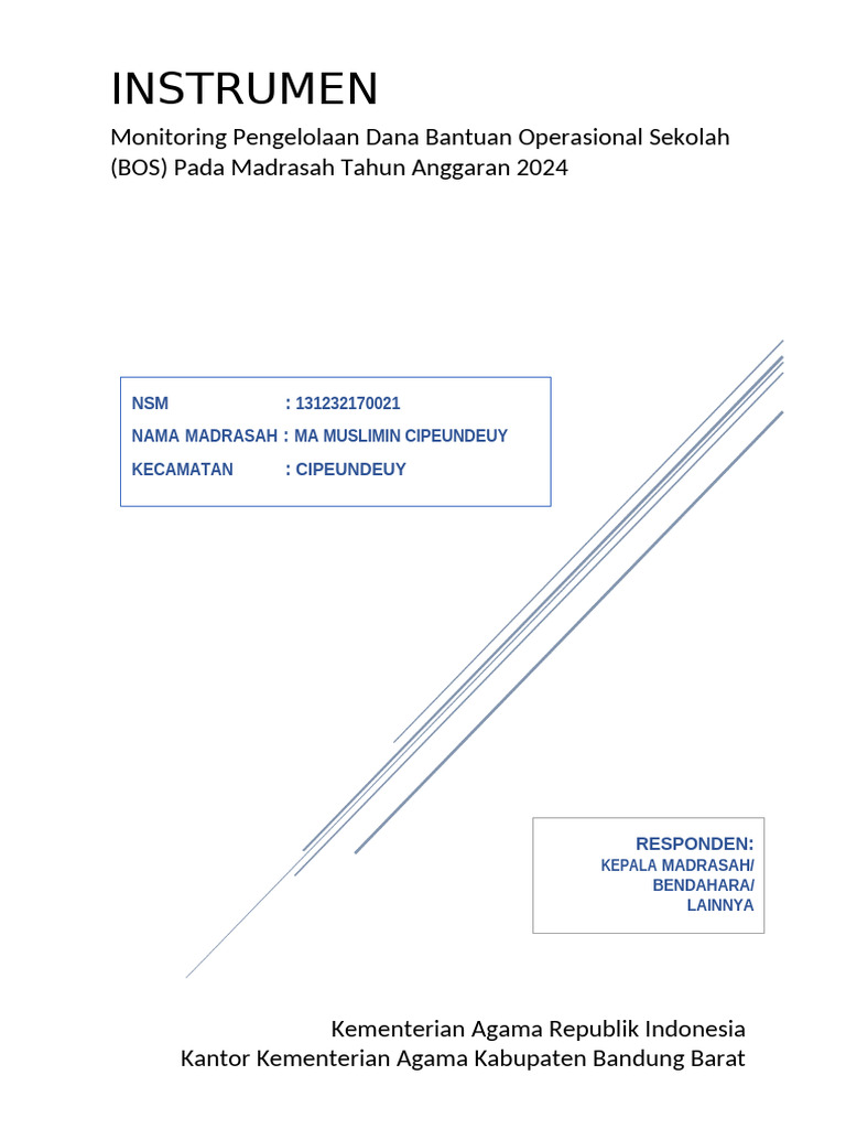 Instrumen Monitoring Pengelolaan Dana BOS 2024 | PDF