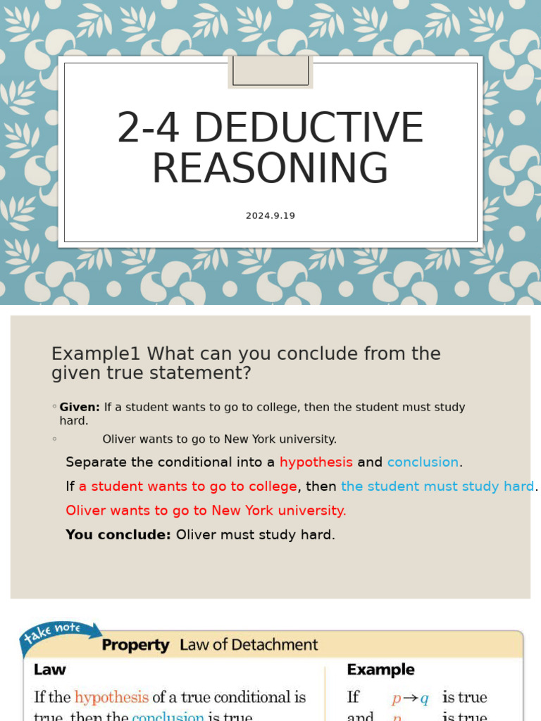 2-4 - Law of Syllogism and Detachment | PDF