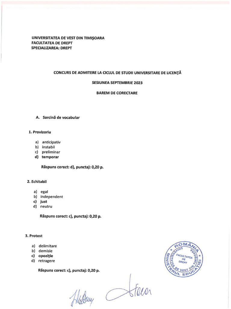 Baremul de Corectare Latestul de Evaluare A Competentelor Lingvistice ...