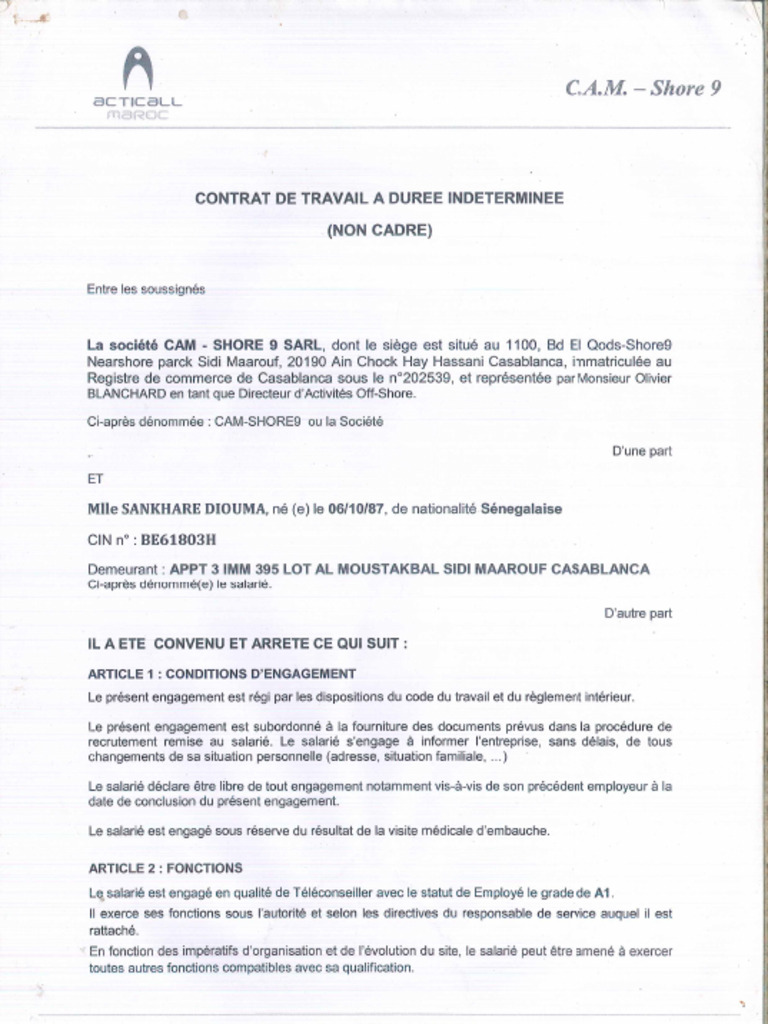 Contrat 1 | PDF