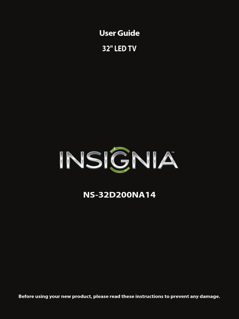 Insignia Ns 32d200na14 32 Led TV User Guide Original | PDF