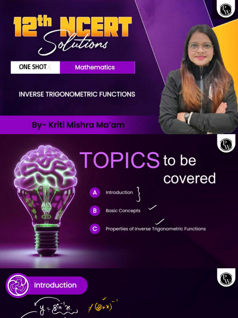 Inverse Trigonometric Functions Itf Class Notes Ncert Solutions Pdf