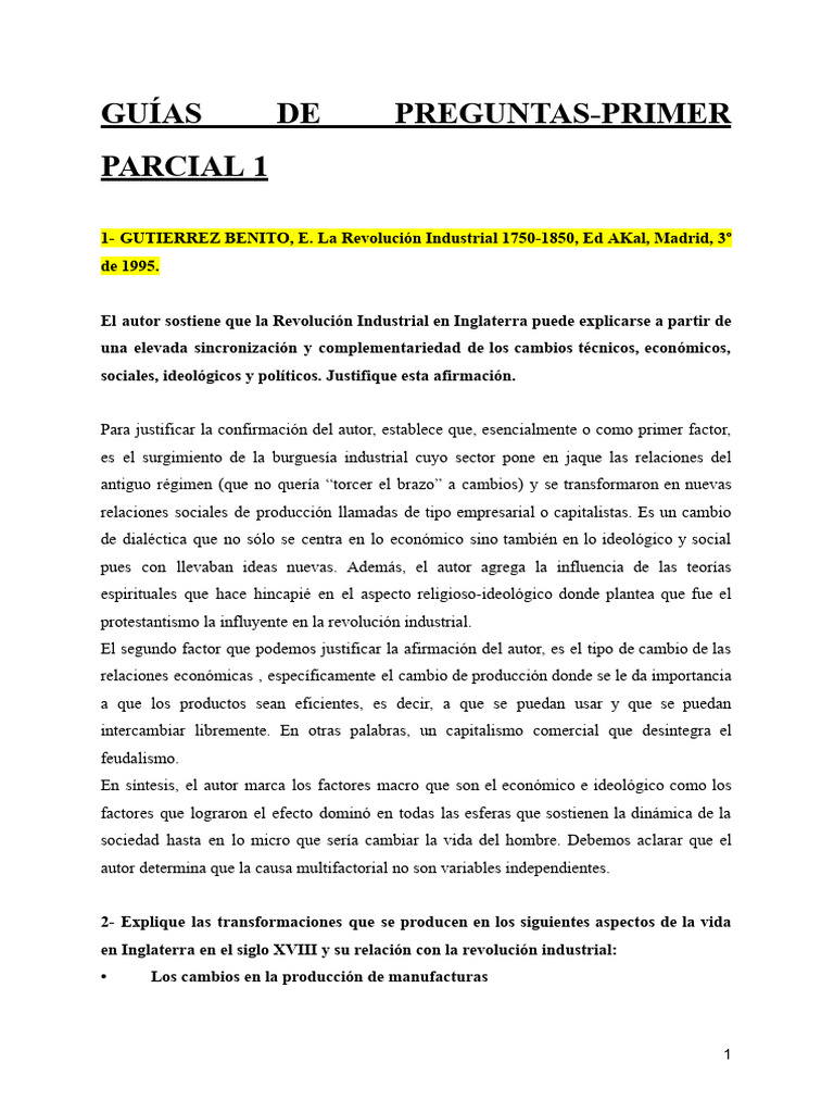 GUÍAS DE PREGUNTAS-PRIMER PARCIAL 1 | PDF