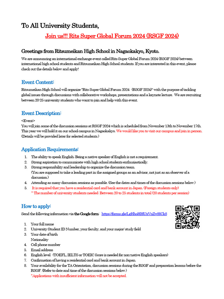 TA Application Guideline (RSGF2024) | PDF