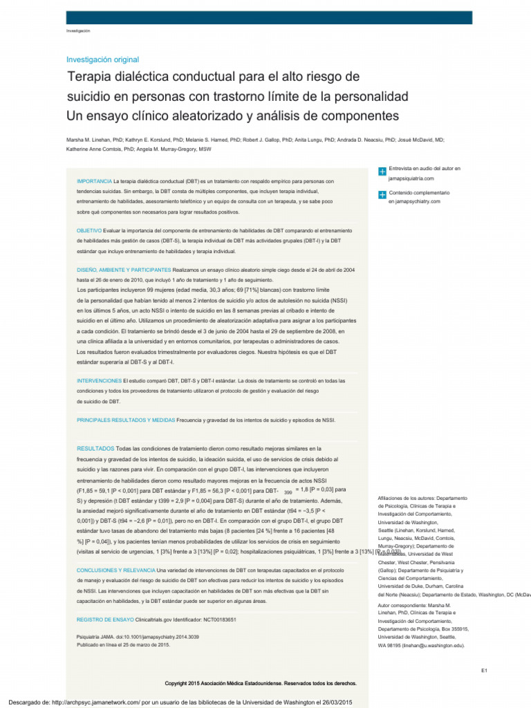 Linehan DBT High Suicidal Risk XF | PDF