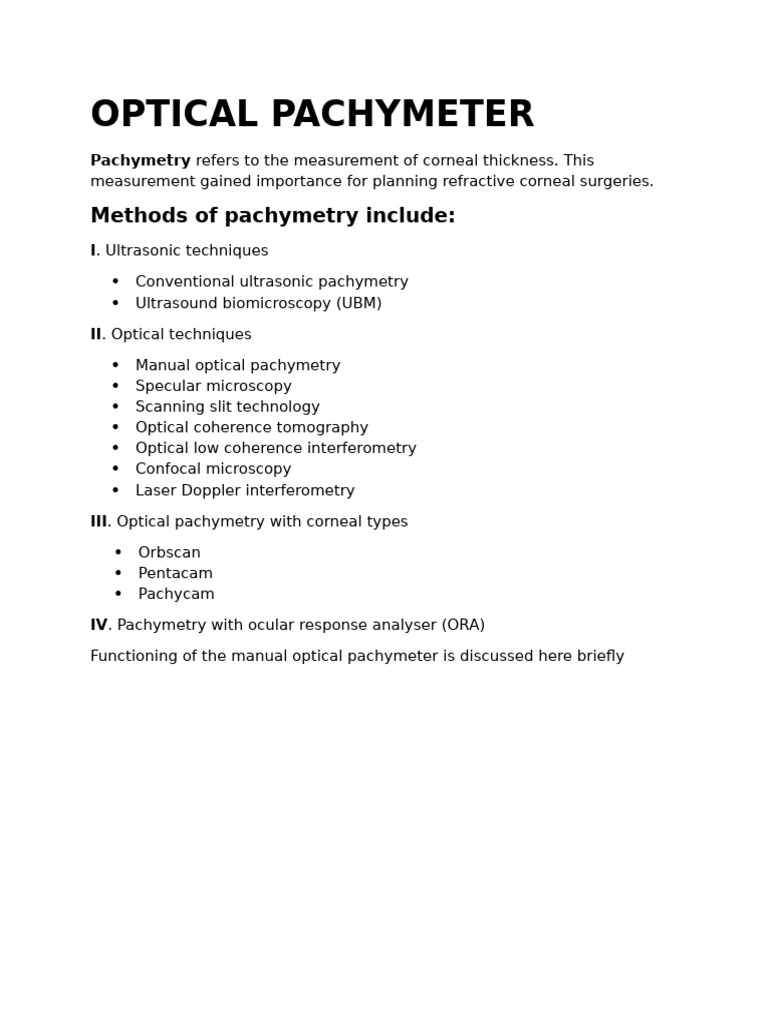 Pachymetry Cevs | PDF