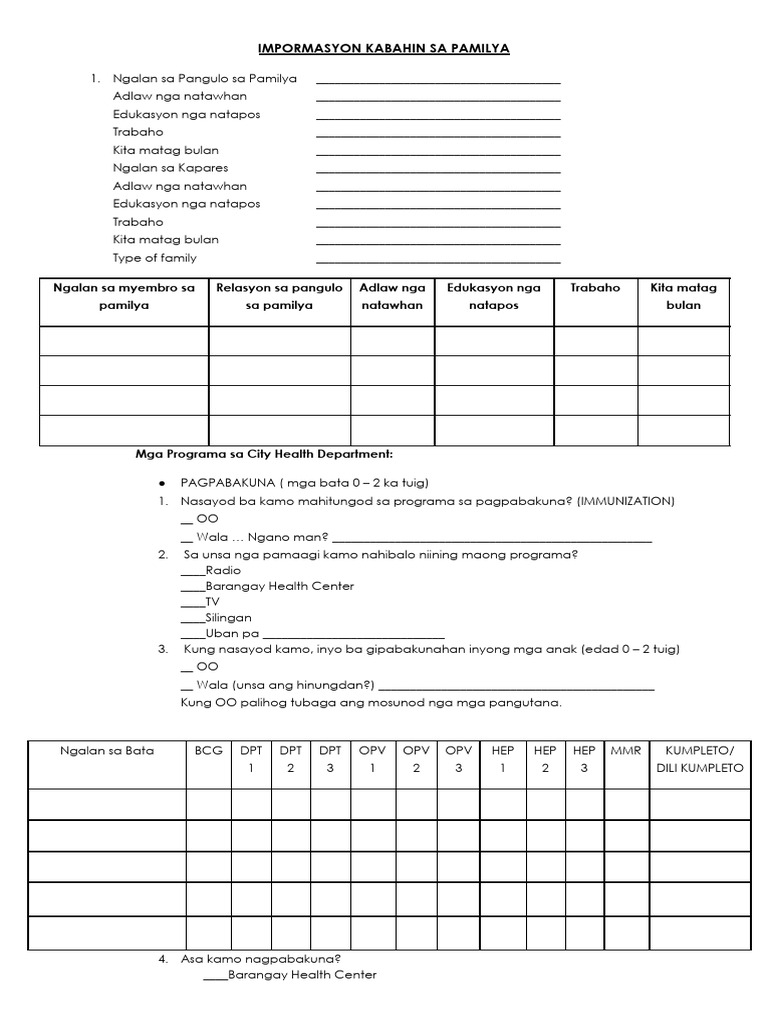 FAMILY AND COMMUNITY ASSESSMENT FORM - Docx 1 | PDF