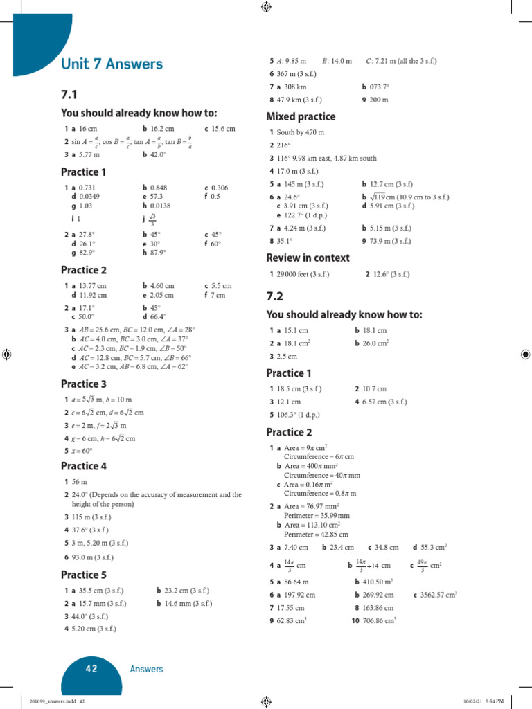 Unit 7 Standard Solutions | PDF