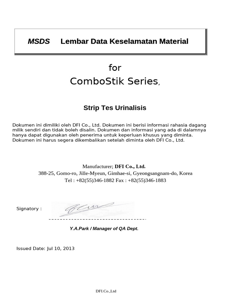 MSDS DFI - ComboStik | PDF