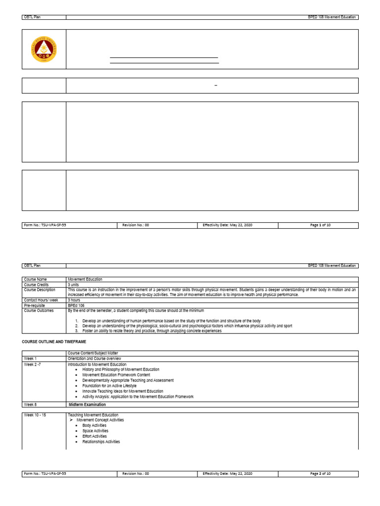 BPEd 108 Movement Education | PDF