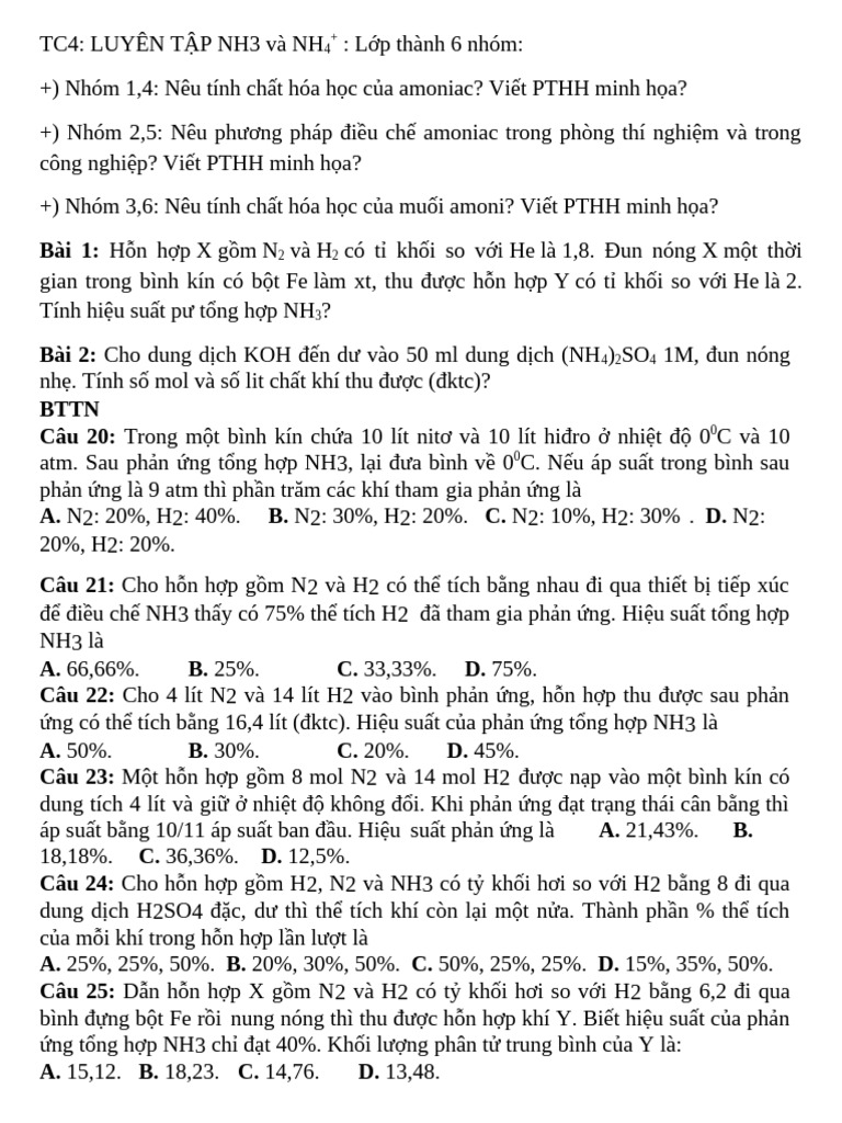 W-TC4 - NH3 Và NH4 | PDF