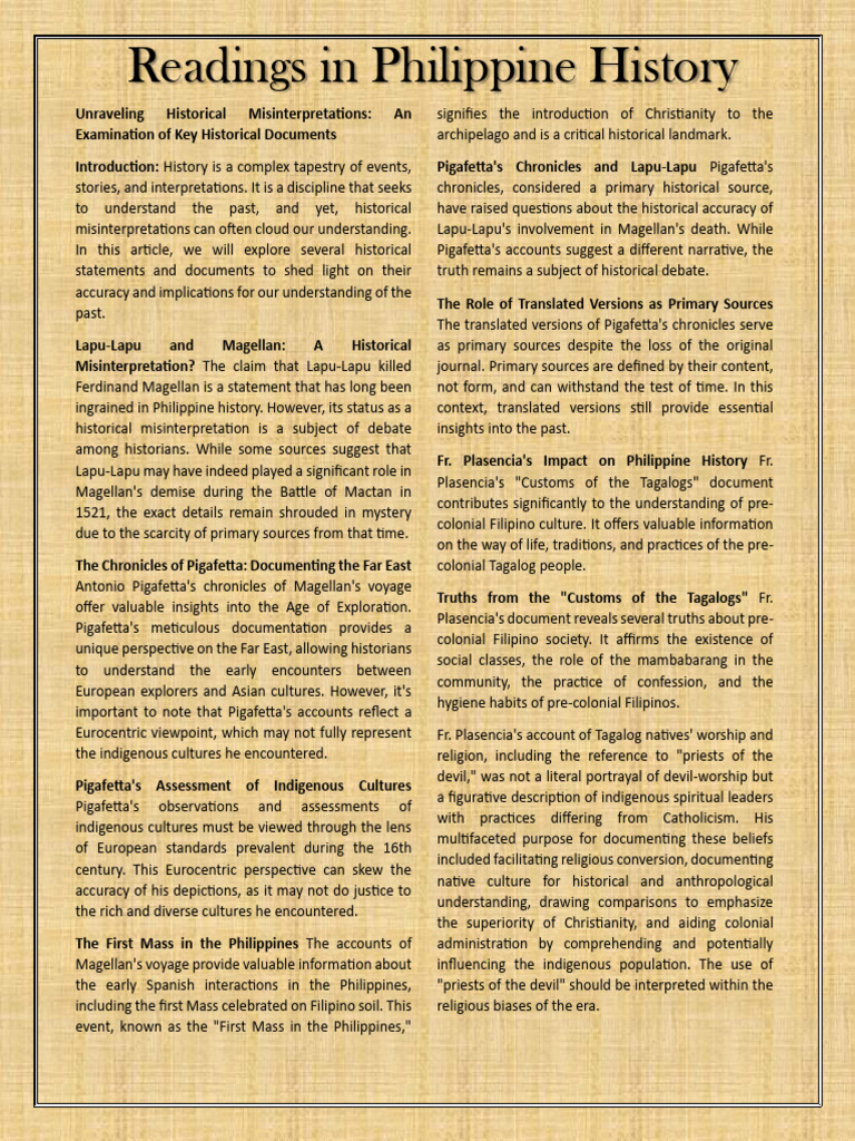 Readings in Philippine History Reviewer | PDF