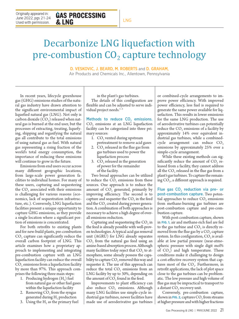 Decarbonize LNG Liquefaction Reprint Gas Processing and LNG Jun2022 | PDF