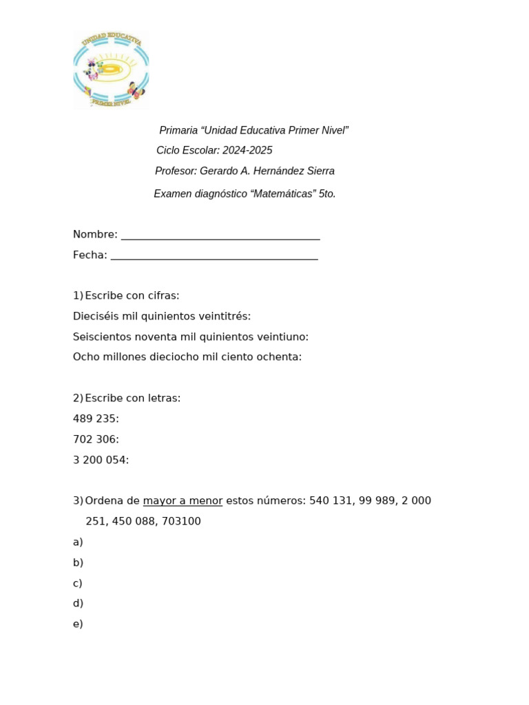 5to Matematicas | PDF