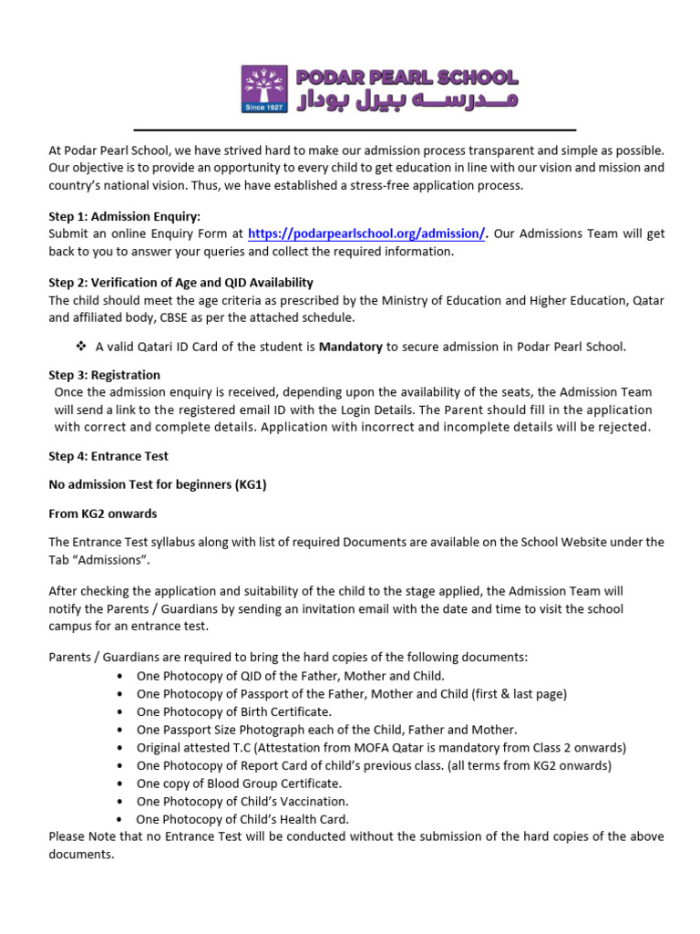 Guidelines For Admission 1 | PDF