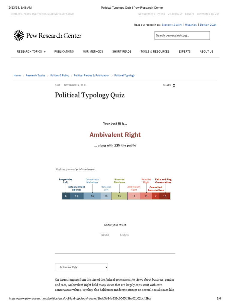 Political Typology Quiz - Pew Research Center | PDF