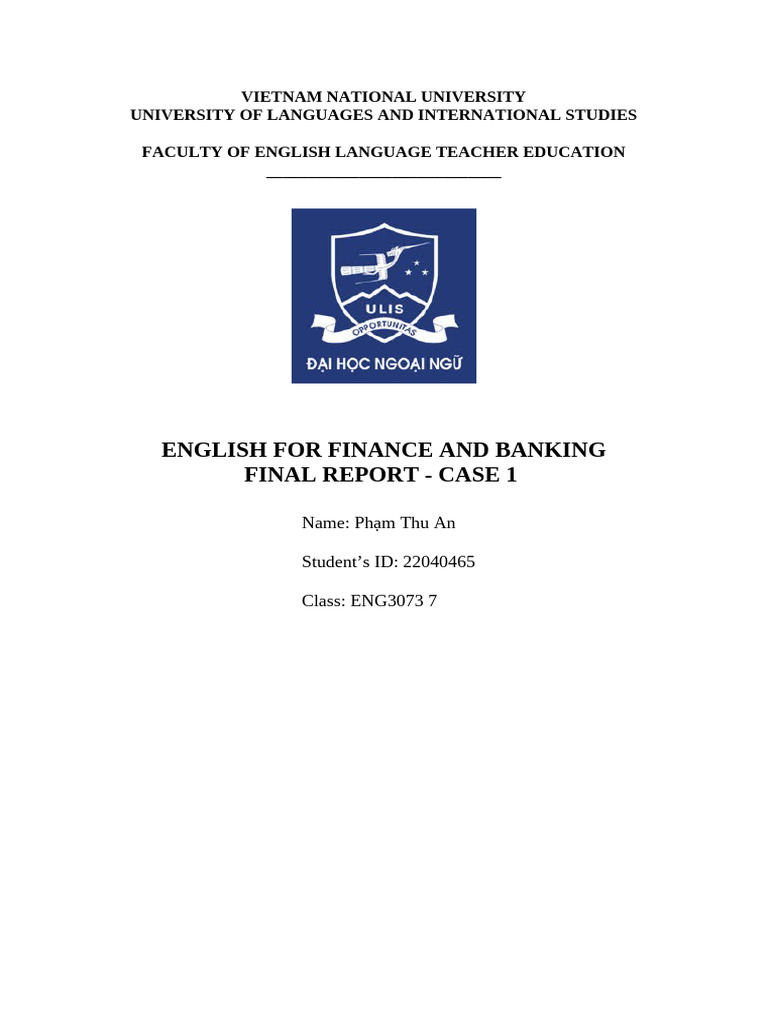 Case Study English For Finance and Banking | PDF