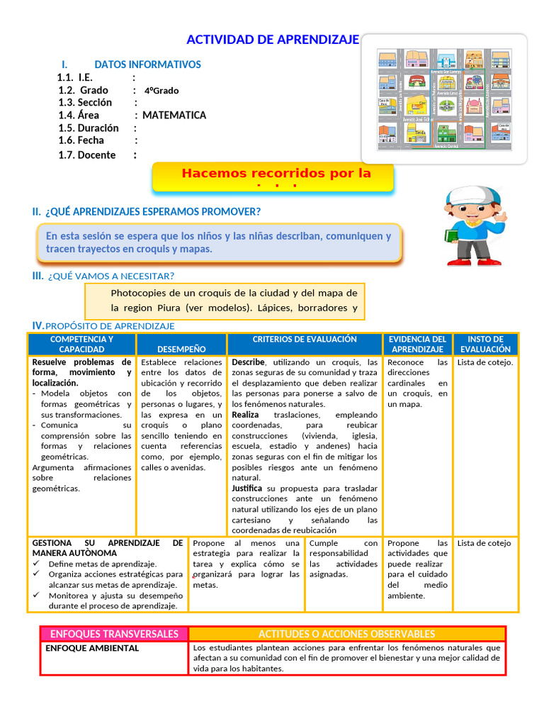 D2 A1 SESION MAT. Hacemos Recorridos Por La Ciudad | PDF