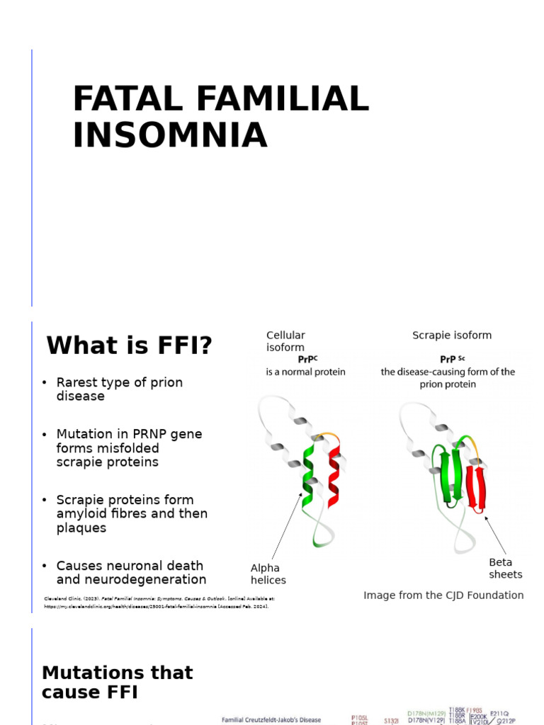 Fatal Familial Insomnia Presentation | PDF
