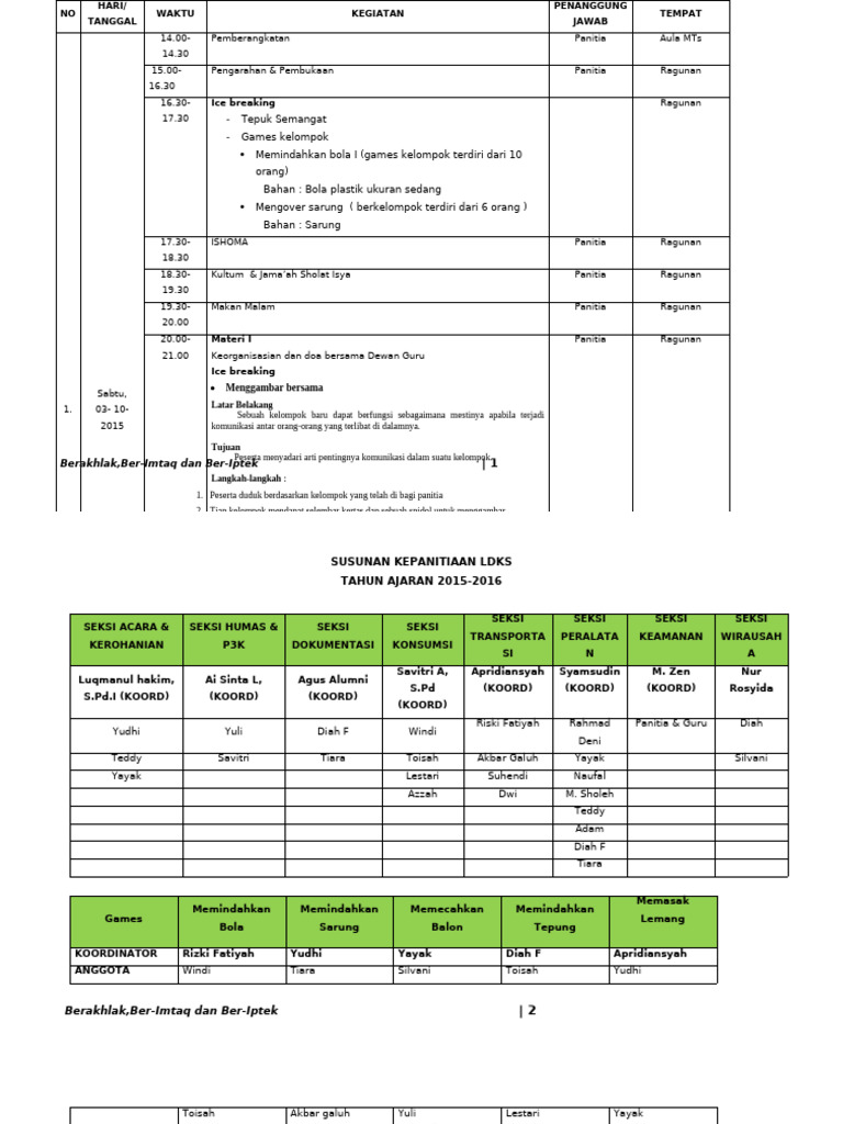 Susunan Acara Ldks | PDF