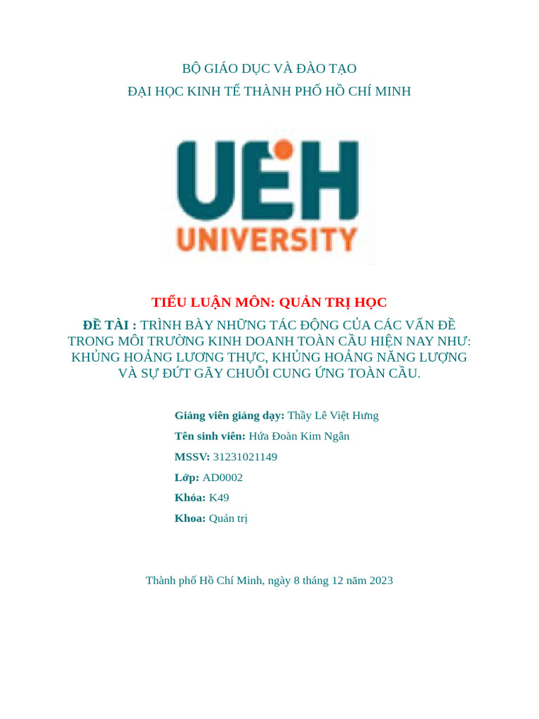 QUẢN TRỊ HỌC KTHP | PDF