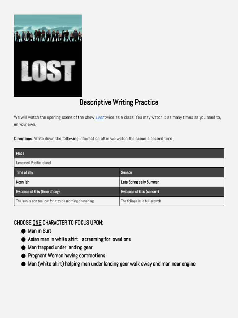Lost - Descriptive Writing | PDF