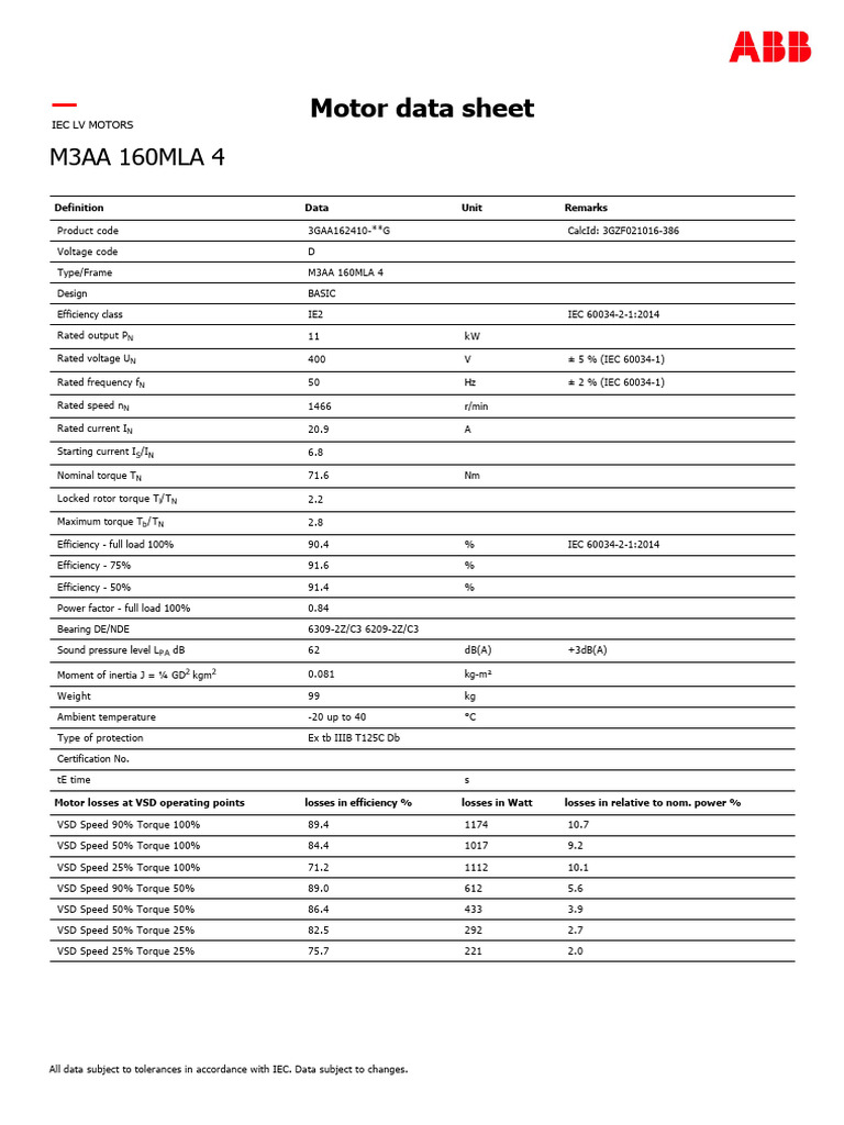 Motor Data For 103826 | PDF