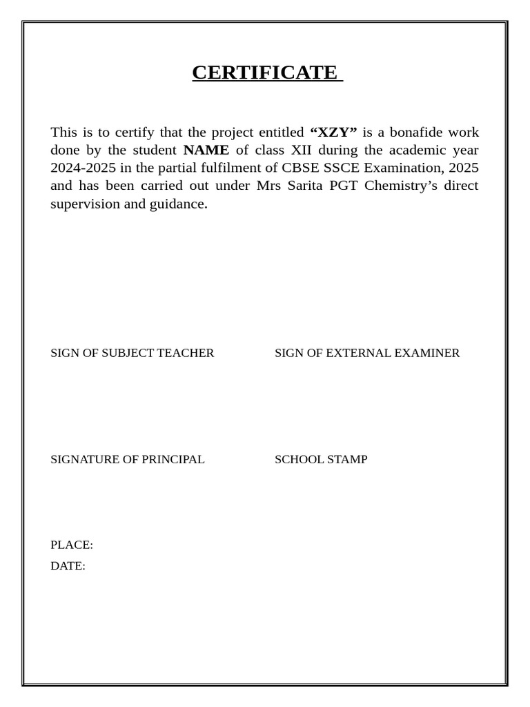 Project Certificate Class XII | PDF | Career & Growth | Business