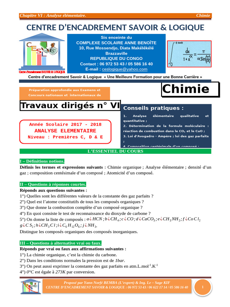 TD6 Analyse Élémentaire | PDF