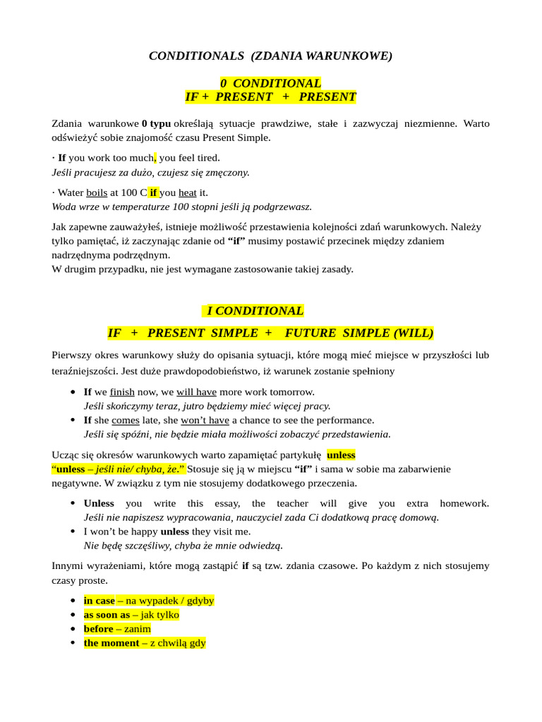 0, I, II CONDITIONAL | PDF