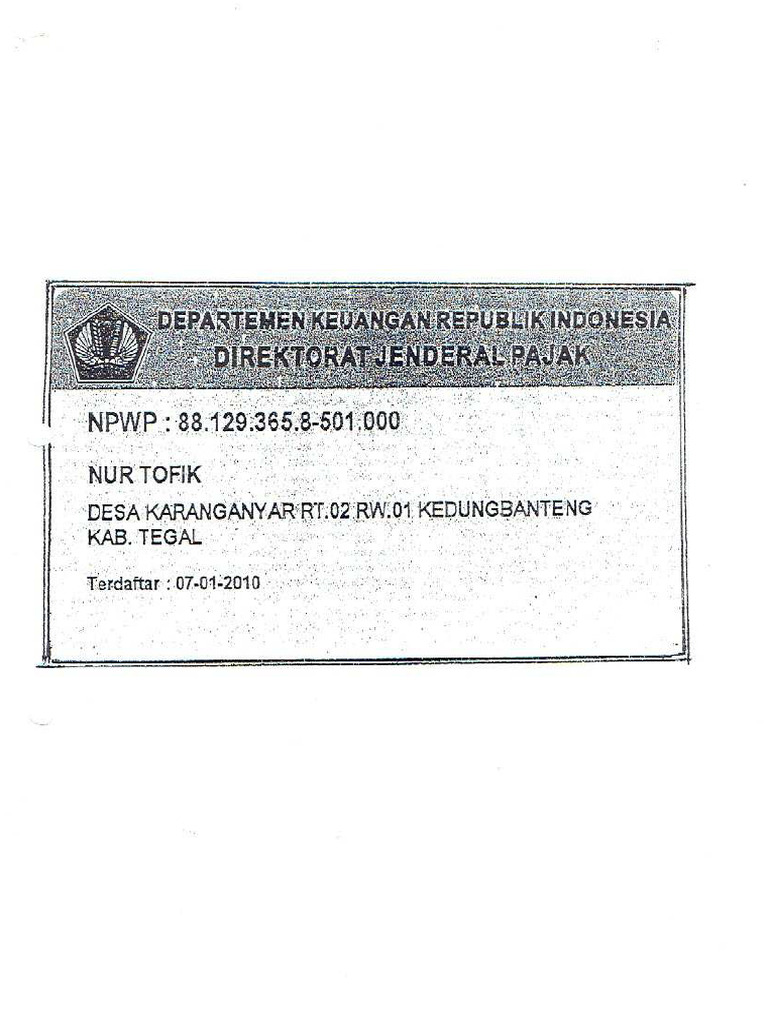 Nur Tofik NPWP | PDF