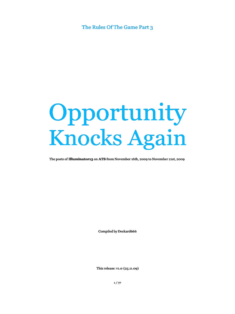 Illuminator13 Opportunity Knocks Again v10 2009 en | PDF