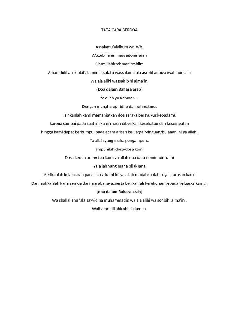 Tata Cara Berdoa | PDF