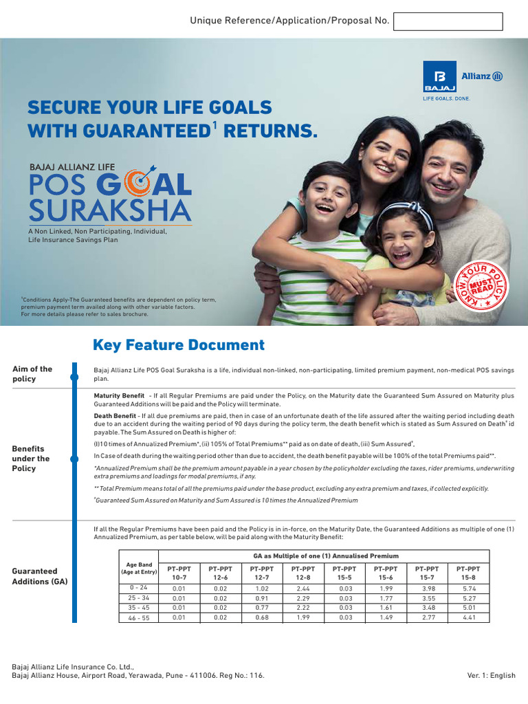 Secure Your Life Goals With Guaranteed Returns.: Key Feature Document | PDF
