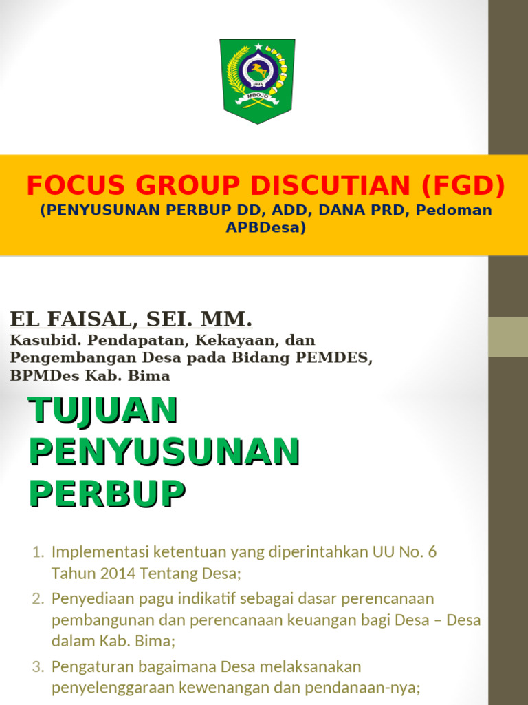 Materi FGD Perbup DD, Add, BHPR, Pedoman Apabdesa 2017 | PDF