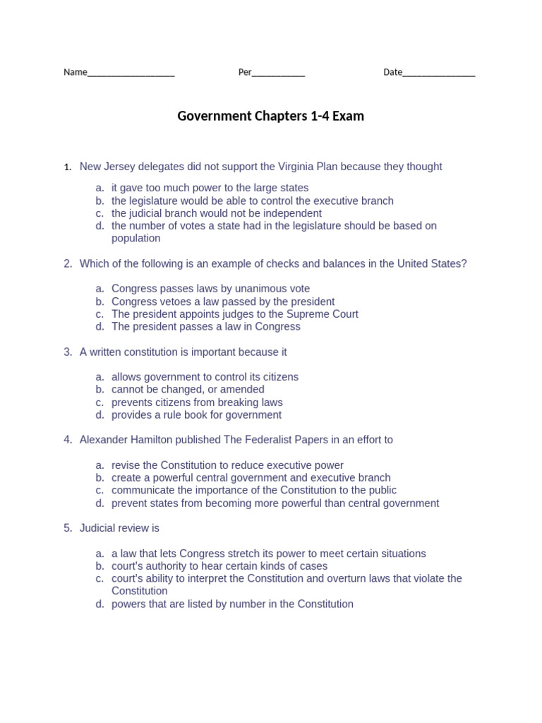 Chapters 1-4 Exam | PDF