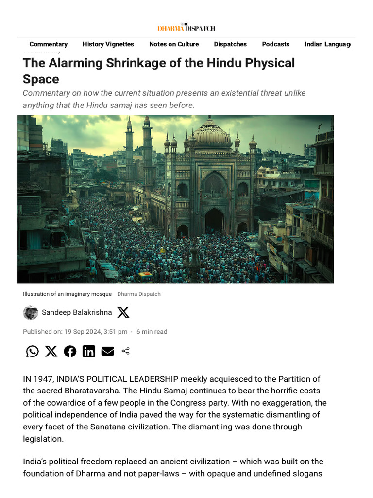 The Alarming Shrinkage of The Hindu Physical Space | PDF