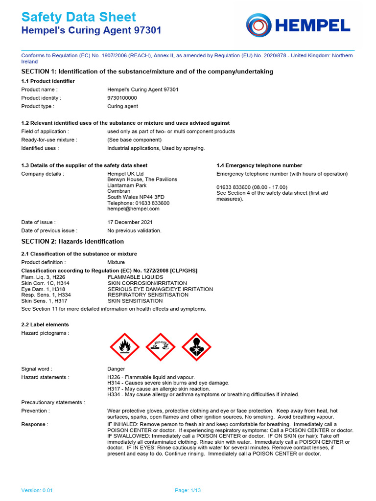 Hempel 47300 Hempadur SDS B Promain 17 12 2021 | PDF